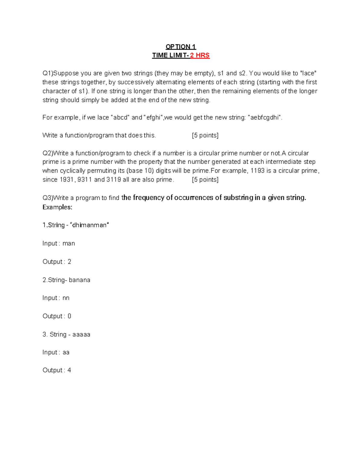 Algorithm Challenge Questions Option 1 Time Limit 2 Hrs Q1suppose