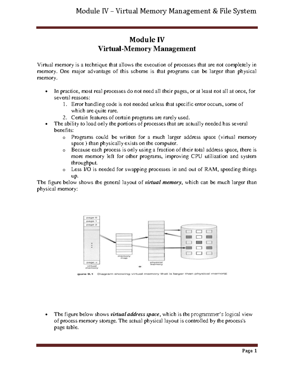 Module4-Operating System - Module IV Virtual-Memory Management Virtual memory is a technique ...