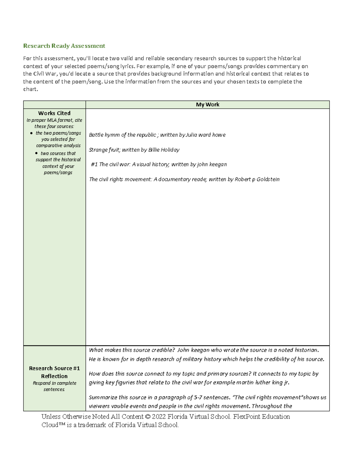 Research ready assess rubric - Unless Otherwise Noted All Content ...