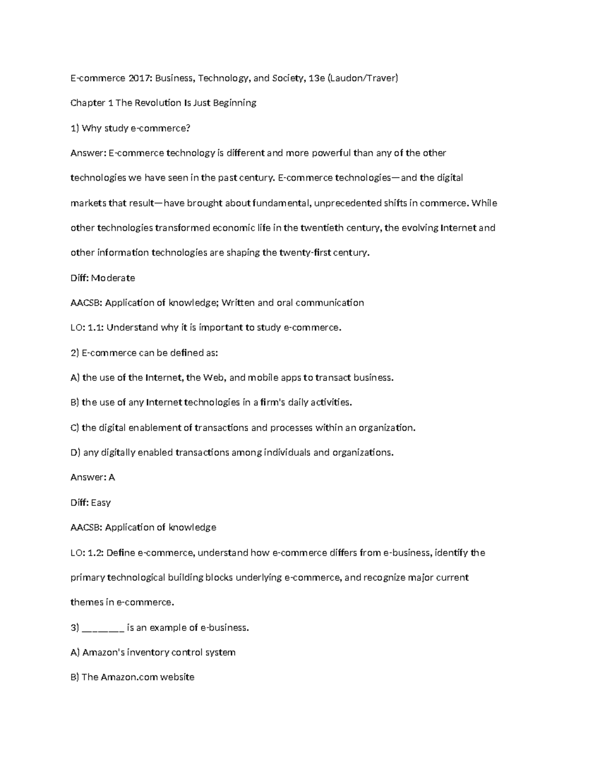 Ecommerce chapter one questions - E-commerce 2017: Business, Technology ...