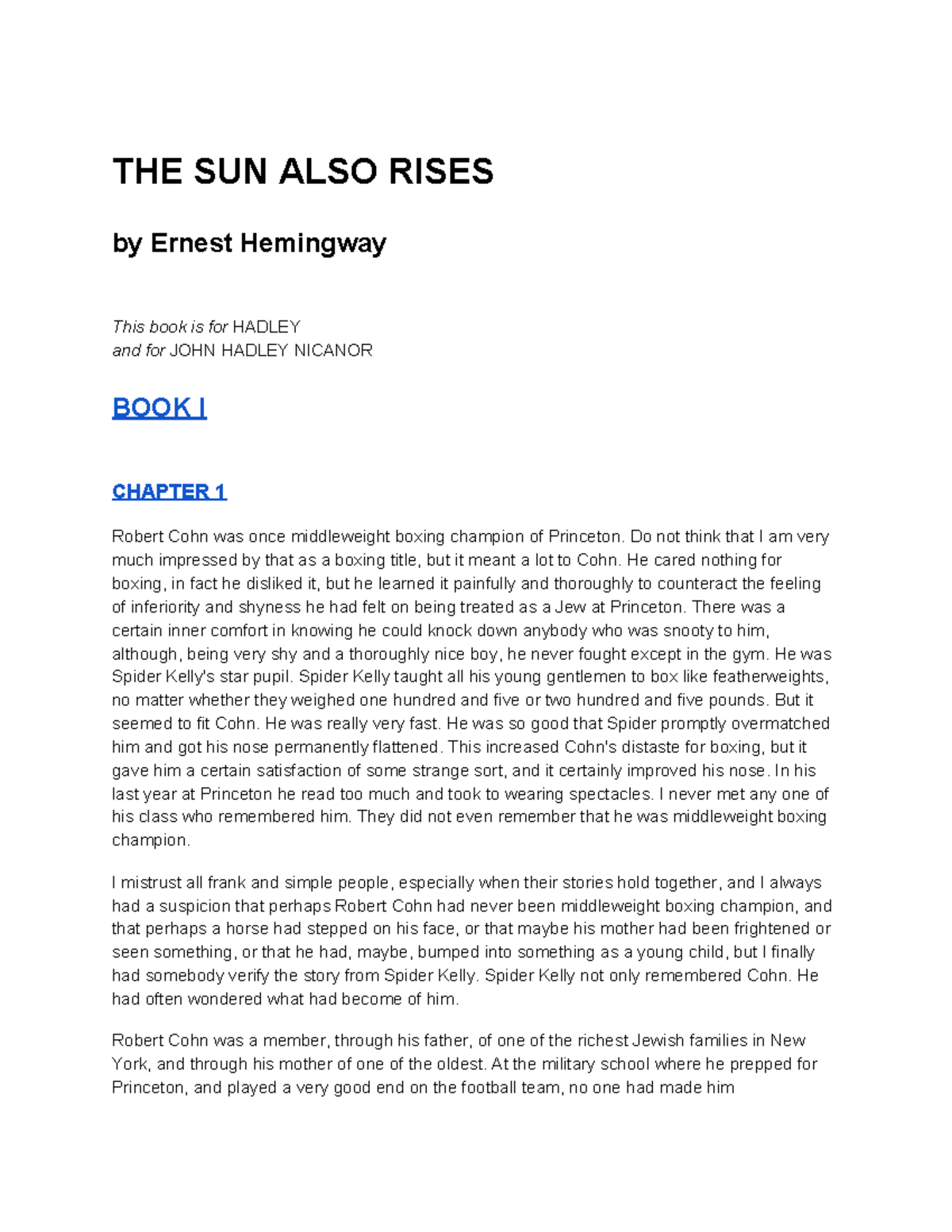 THE SUN ALSO Rises Ernest Hemingway - THE SUN ALSO RISES by Ernest ...