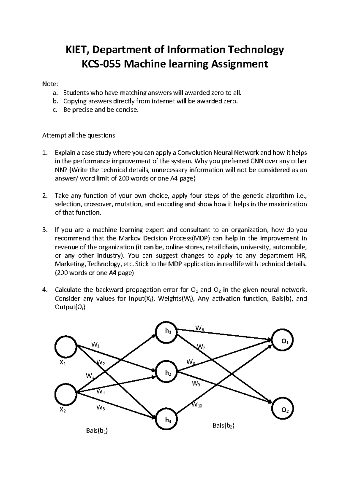KCS055 MLT Assignment - INFORMATION - KIET, Department of Information Technology KCS-055 Machine ...