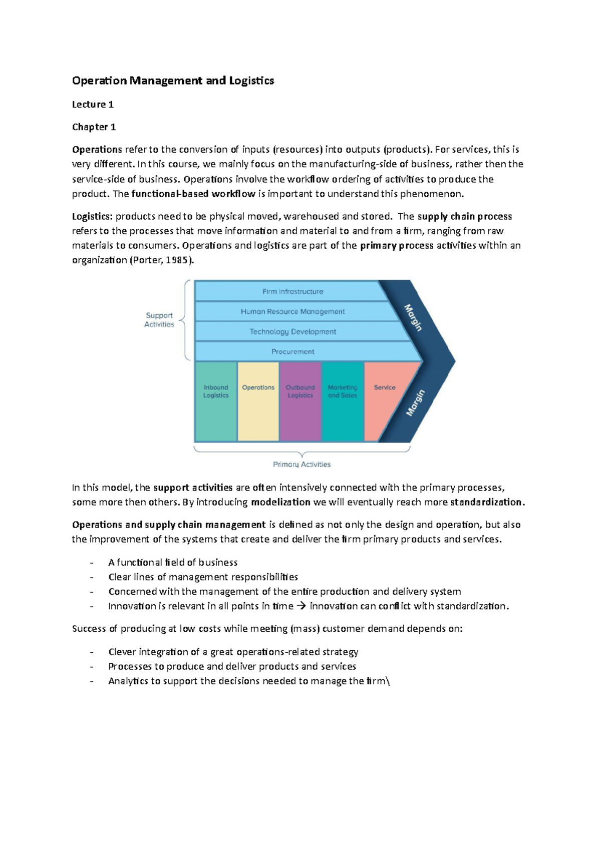 Operation Management and Logistics Lectures - Operation Management and ...