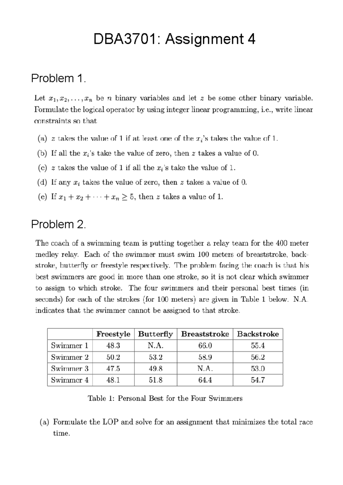 Assignment 4 DBA3701 - DBA3701 - DBA3701: Assignment 4 Problem 1. Problem 2. Problem 3. - Studocu