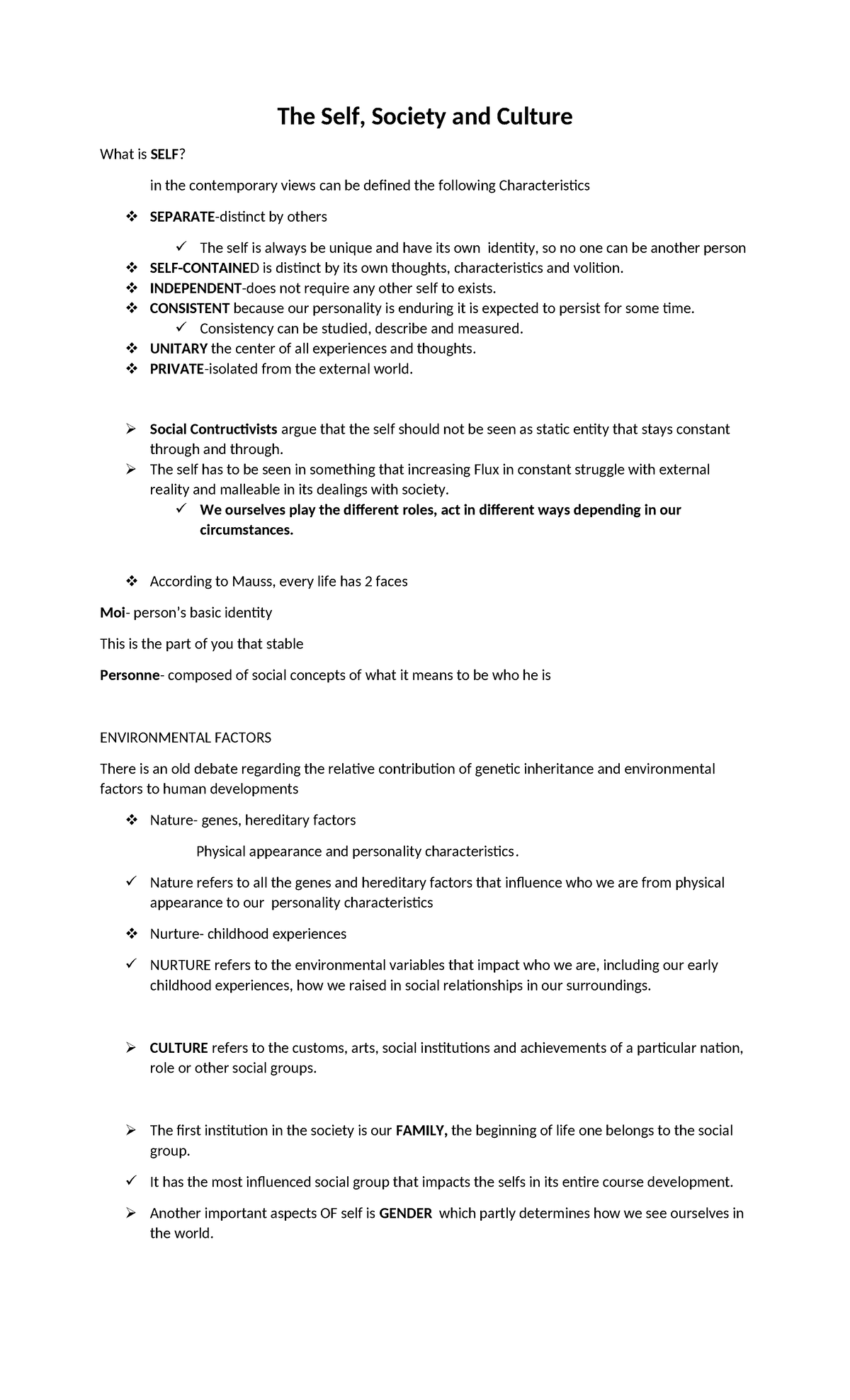 The Selfsociety and culture - The Self, Society and Culture What is ...