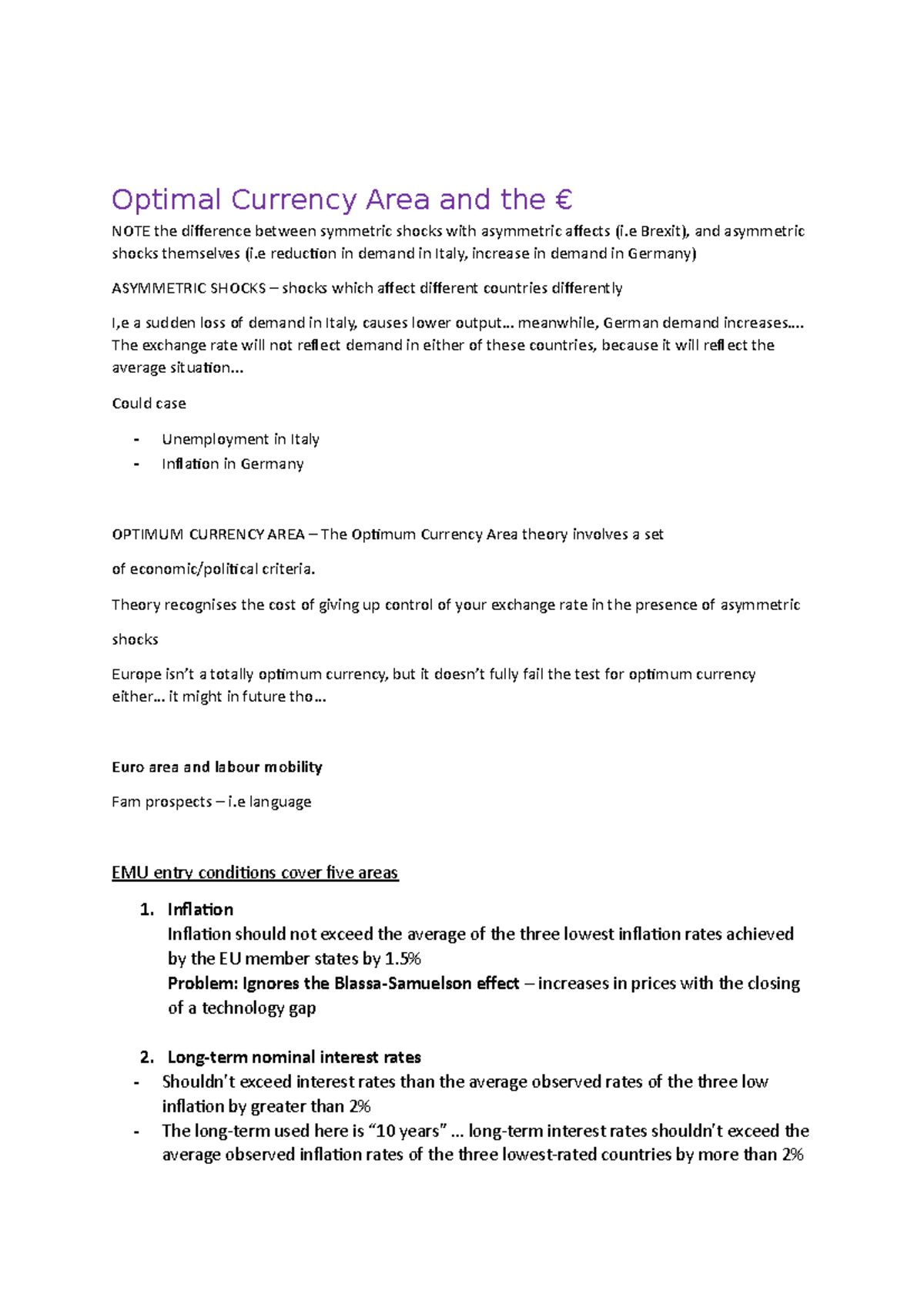 Optimal Currency Area and the Euro - Optimal Currency Area and the ...