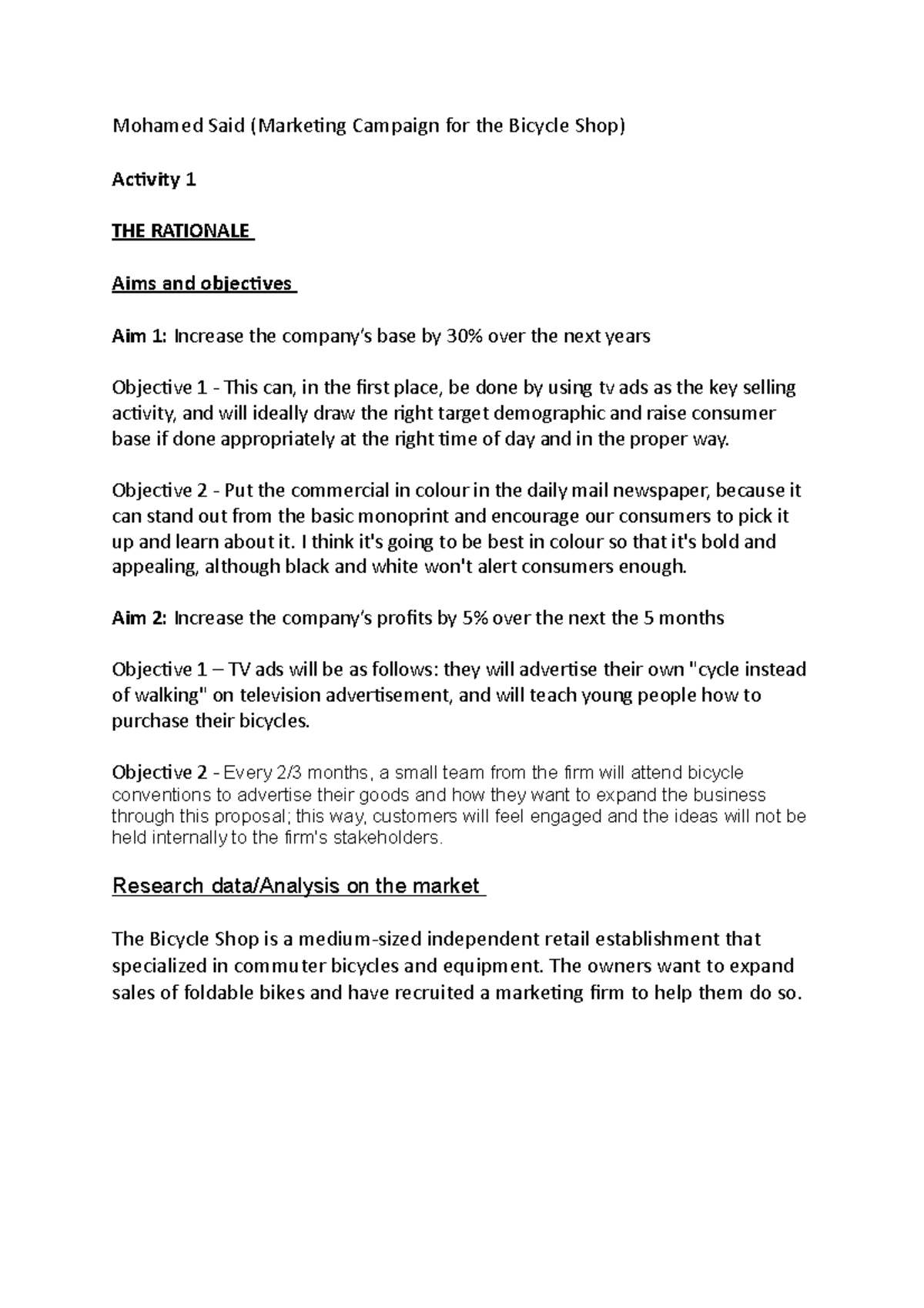 Unit 2 Exam Unit 2 Btec Business Level 3 Exam Mohamed Said 