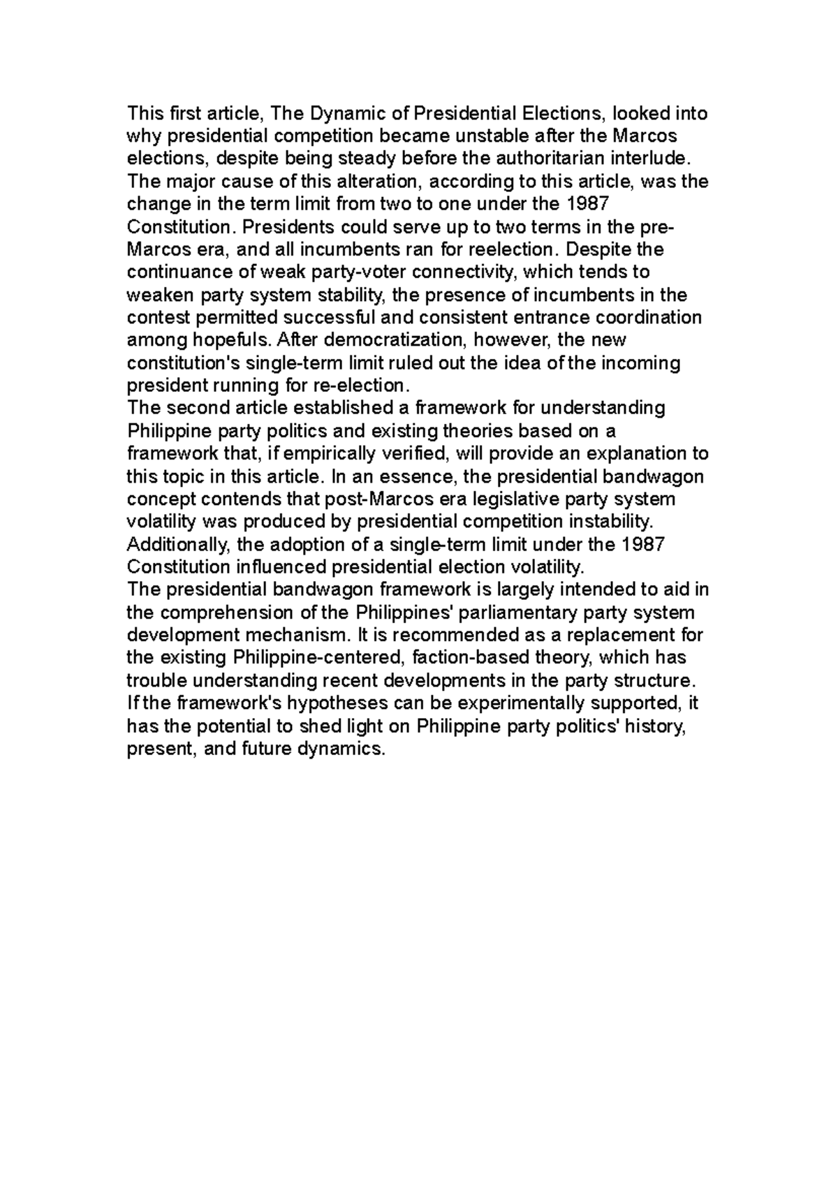 Reflection Paper - essay type - This first article, The Dynamic of ...