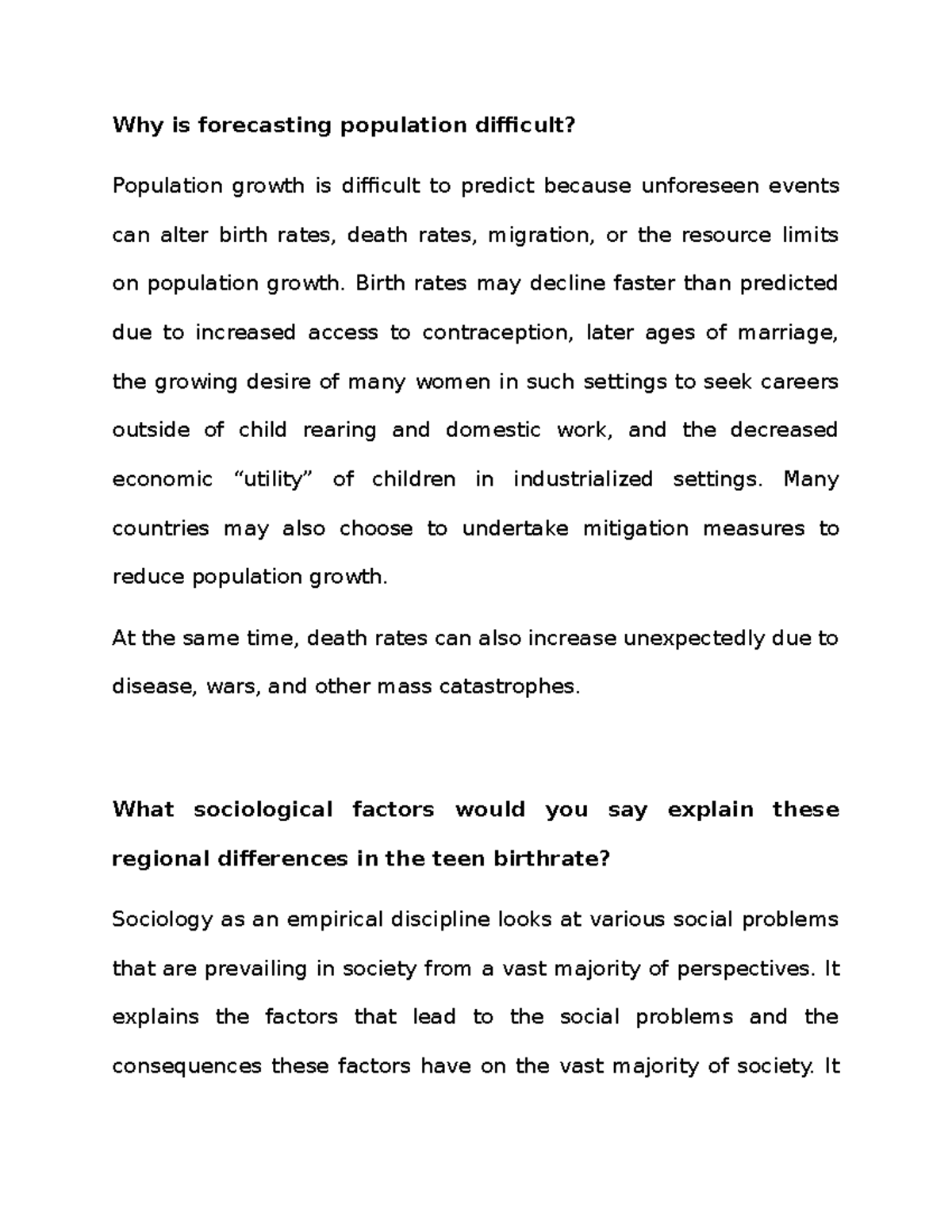 Population - Study material to help students in this course. - Why is ...