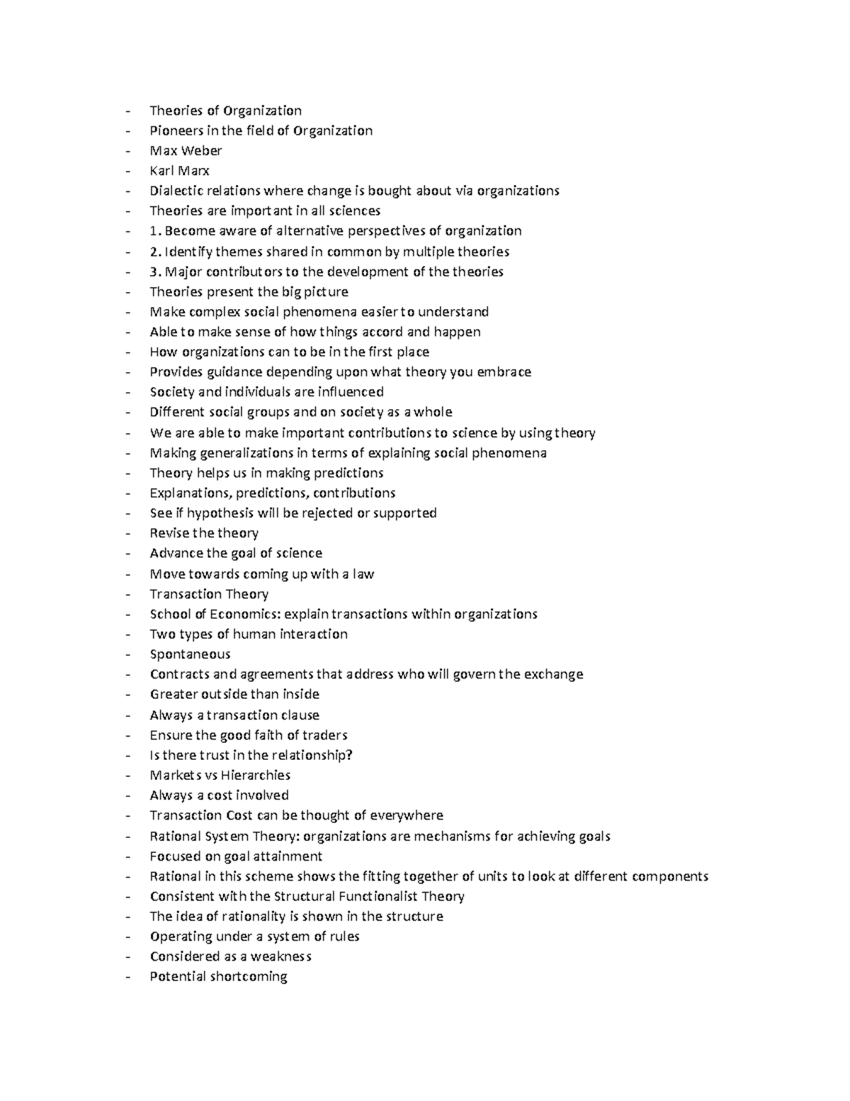 Social Organization Notes 2 - Theories of Organization Pioneers in the ...