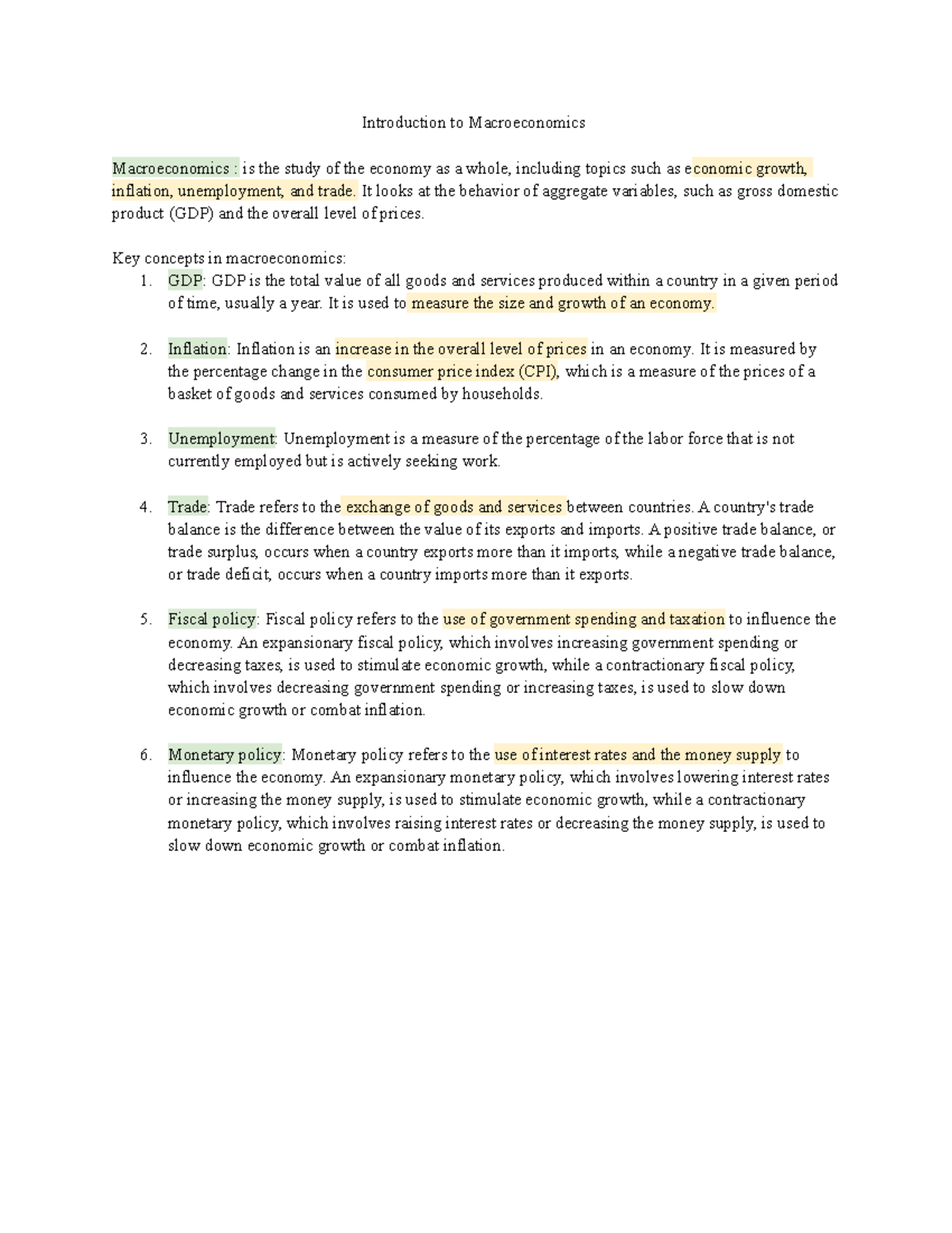 Macroeconomics Introduction To Macroeconomics Macroeconomics Is The