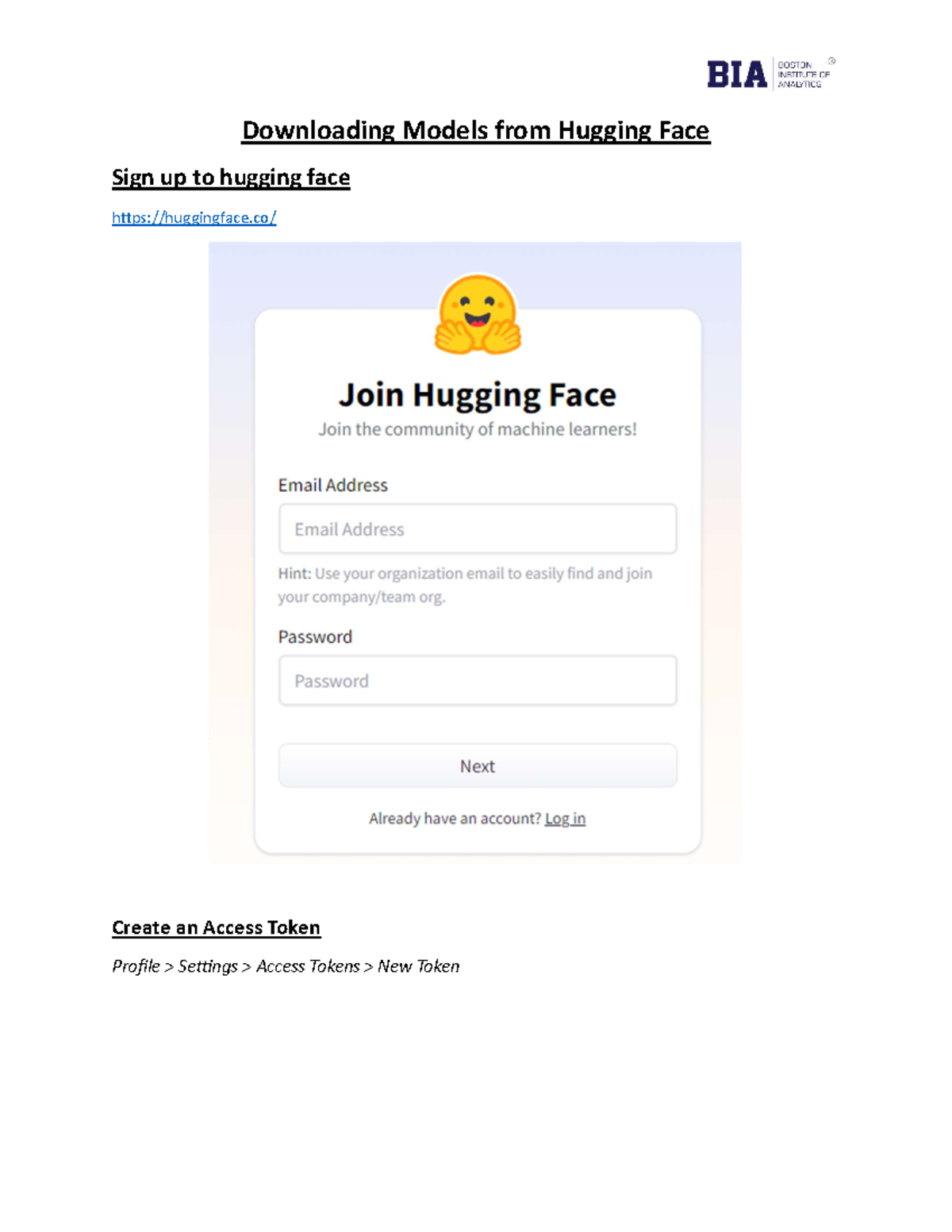 Huggingface Setup Guide - Downloading Models from Hugging Face Sign up to hugging face - Studocu