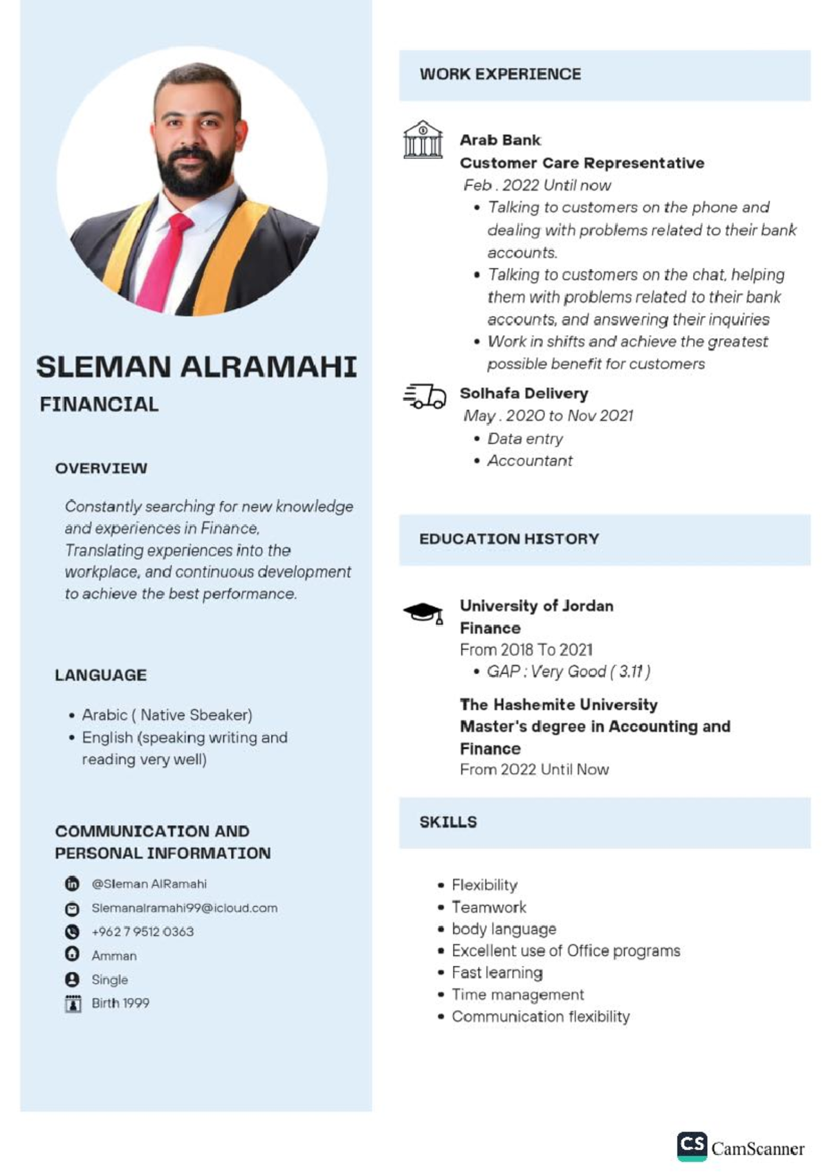 Sleman Al-Ramahi CV 11zon - Accounting theory - Studocu