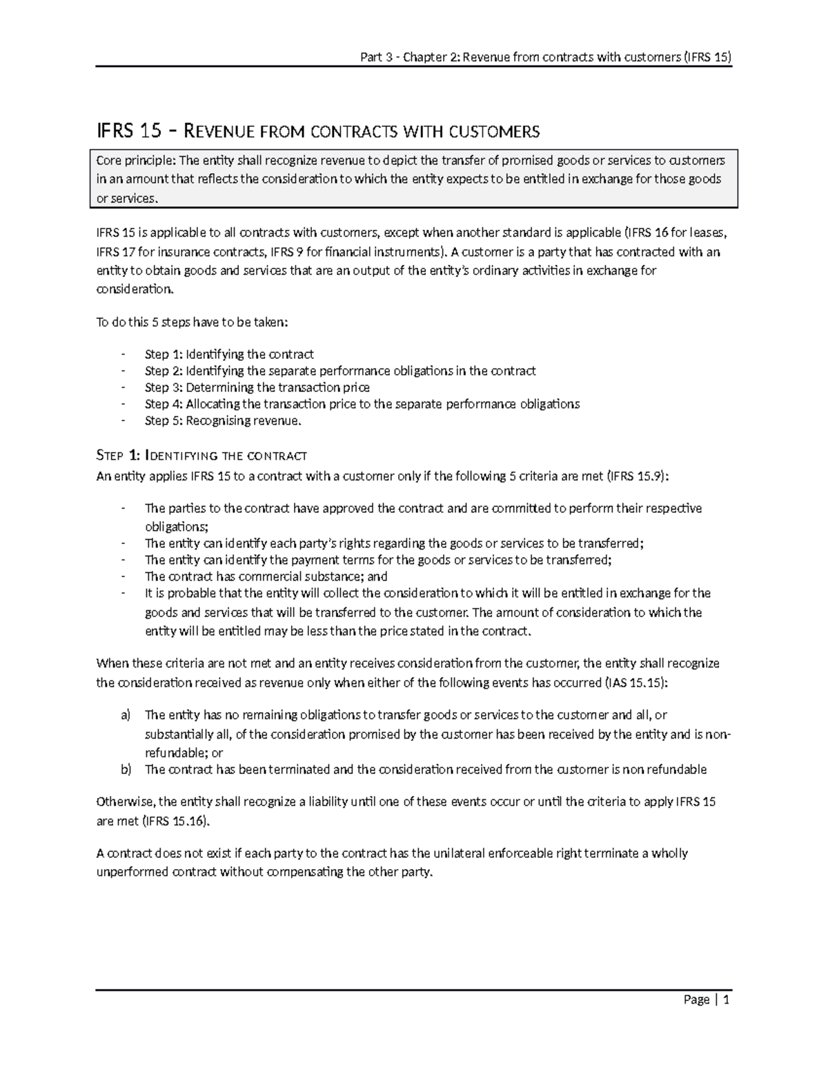 Part 3 Chapter 2 Revenue IFRS 15 IFRS 15 REVENUE FROM CONTRACTS