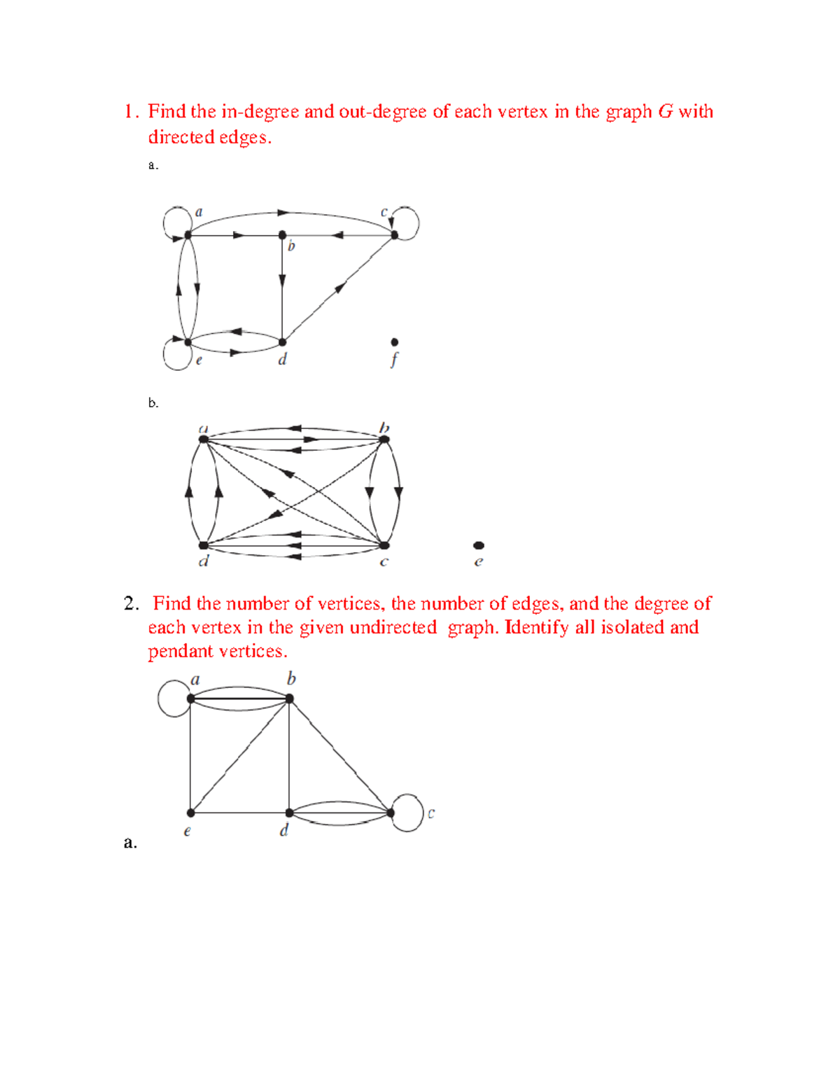 Tutorial one - I am in 4th semester - Find the in-degree and out-degree of each vertex in the ...