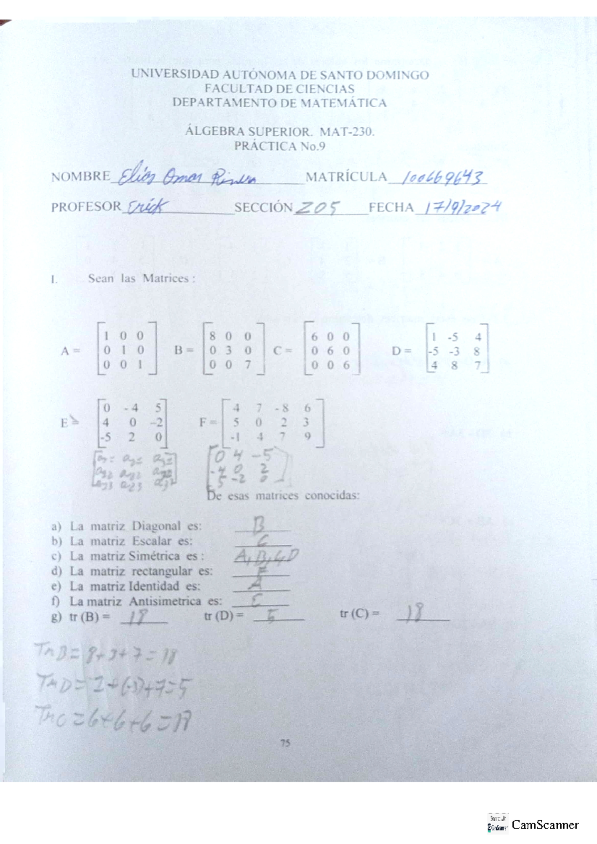 Práctica 9 del manual de algebra superior MAT-2300 - UNIVERSIDAD ...