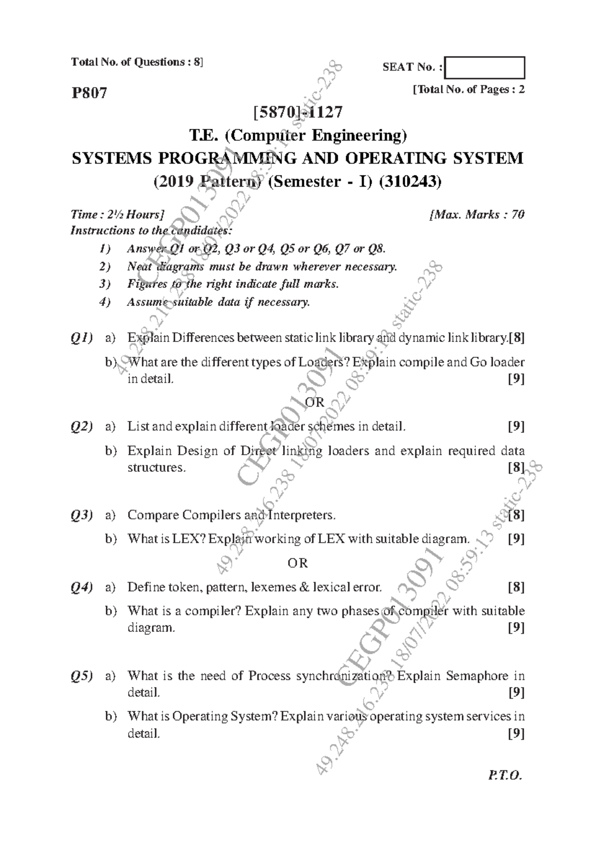 Endsem Spos All Pyq Question Paper Q1 A Explain Differences Between Static Link Library