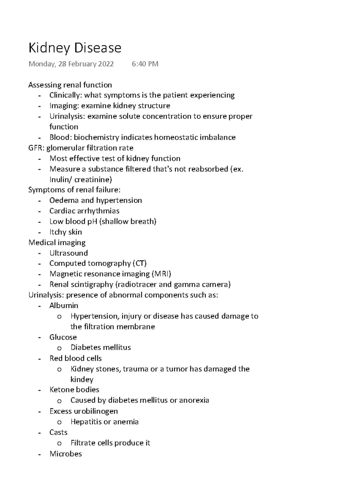 Kidney Disease - biomedical science - Assessing renal function ...