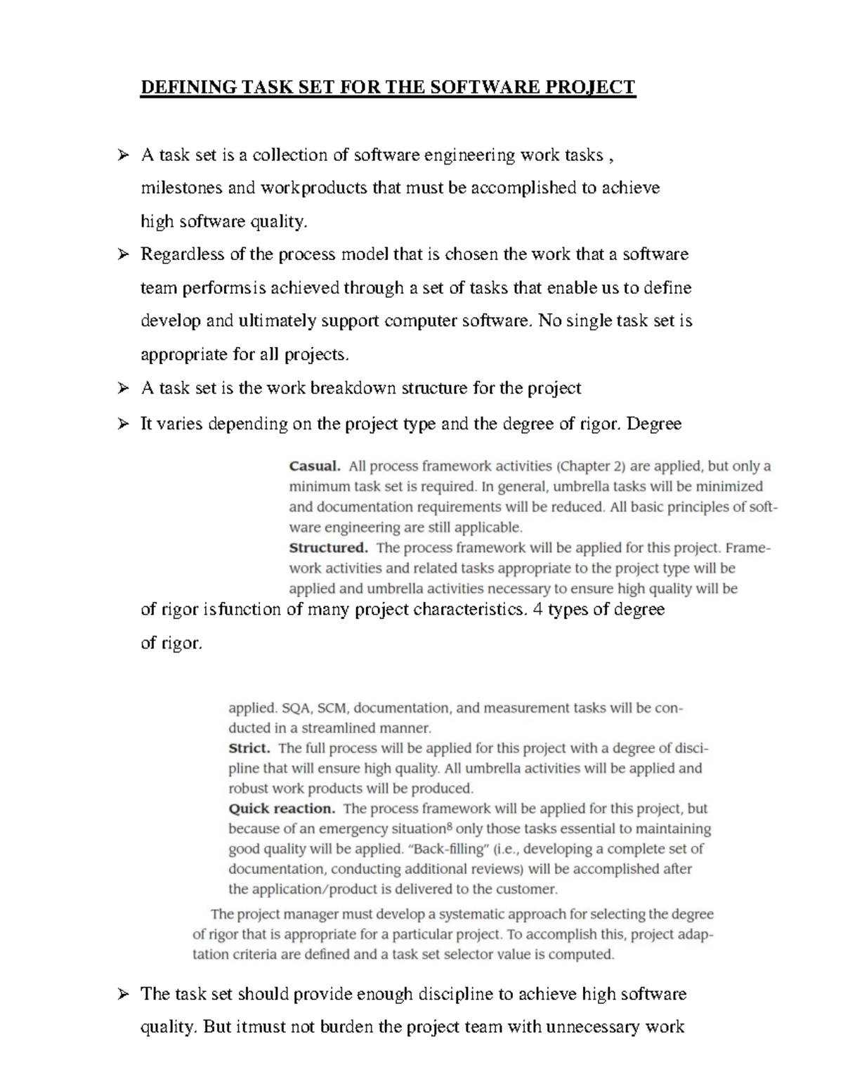 Defining TASK SET FOR THE Software Project - DEFINING TASK SET FOR THE ...