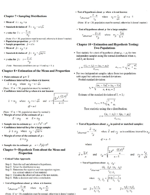 Math 215 midterm cheat sheet, formulas and examples (pg 1) - Math 215 - Studocu