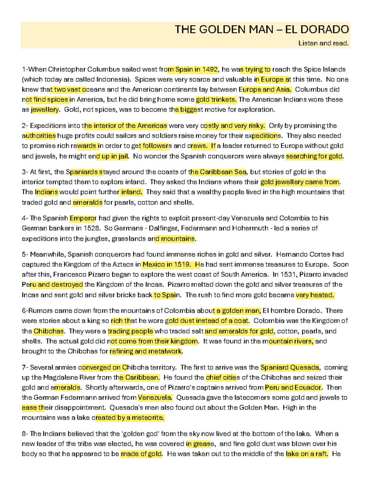 THE Golden MAN- EL Dorado - THE GOLDEN MAN – EL DORADO Listen and read ...