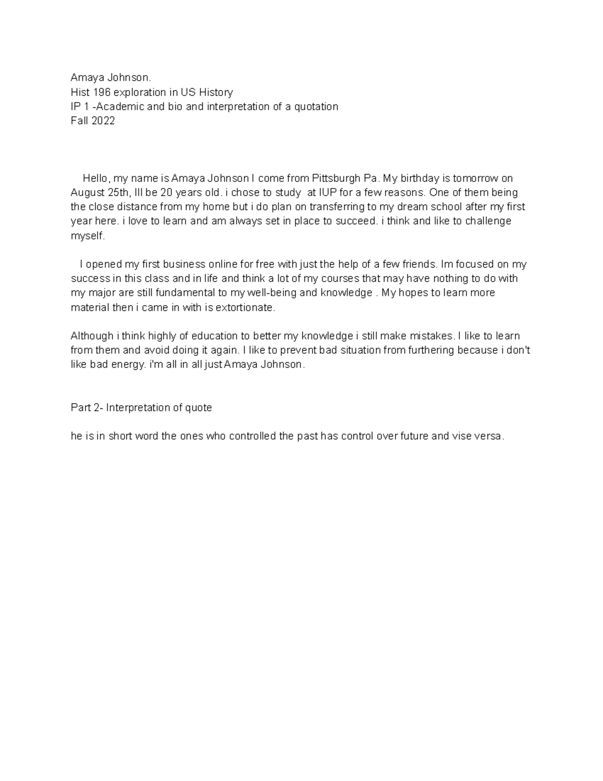 Amaya Johnson - this is just some crime notes - Amaya Johnson. Hist 196 ...