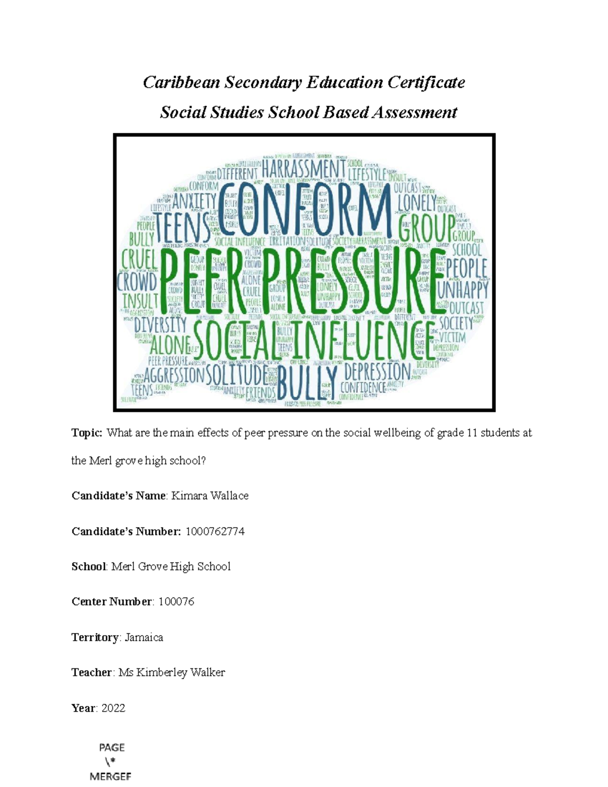 Copy of Social Studies SBA updated 2022 - Caribbean Secondary Education ...