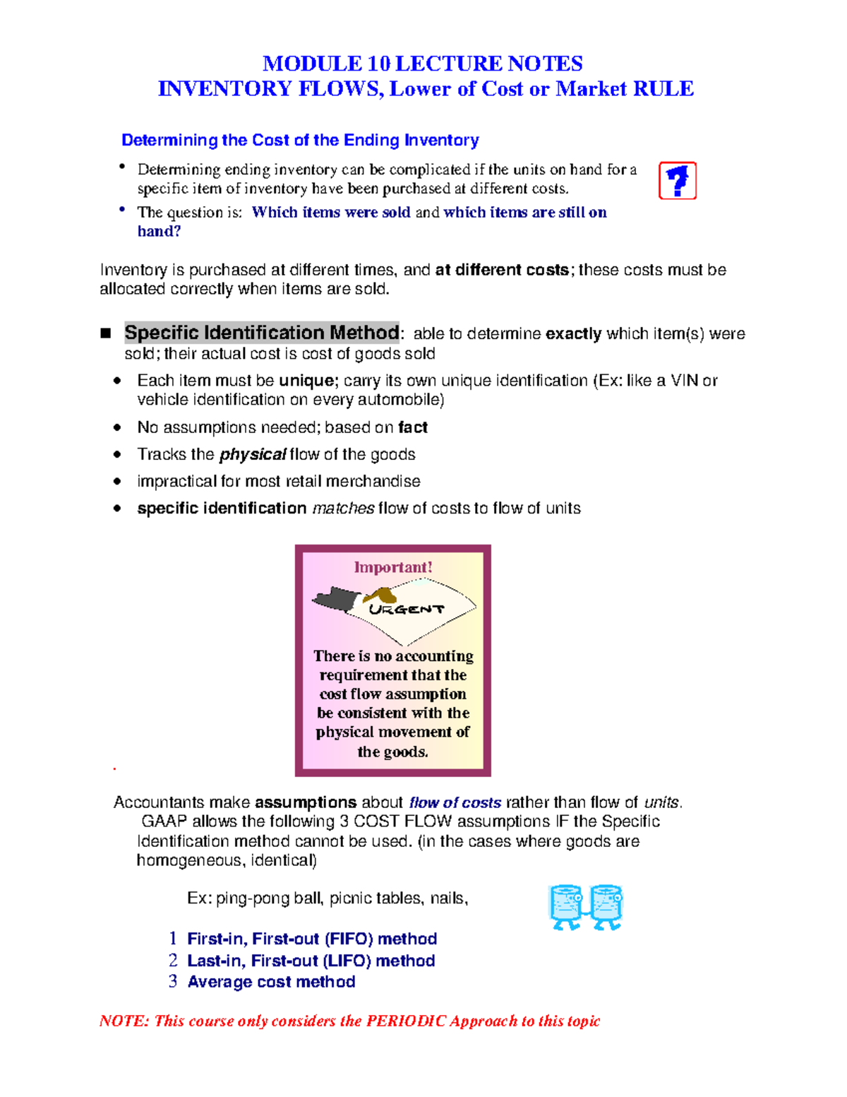 Module 10 Lecture Notes Spring 21 Module 10 Lecture Notes Inventory Flows Lower Of Cost Or