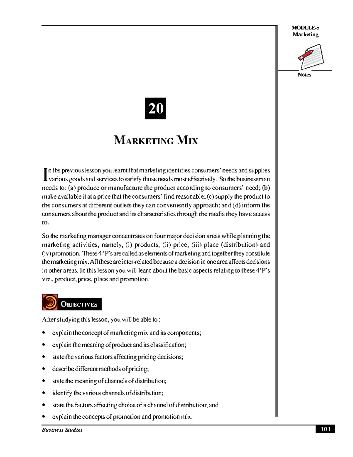Marketing mix - Short note - Business Studies 101 Notes Marketing 20 ...