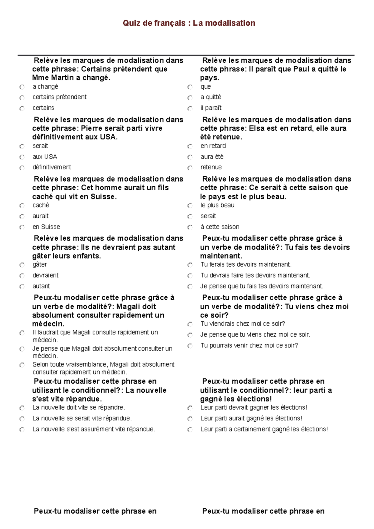 Exercices Modalisation 3Ème | Exemple De Modalisation – KOSE