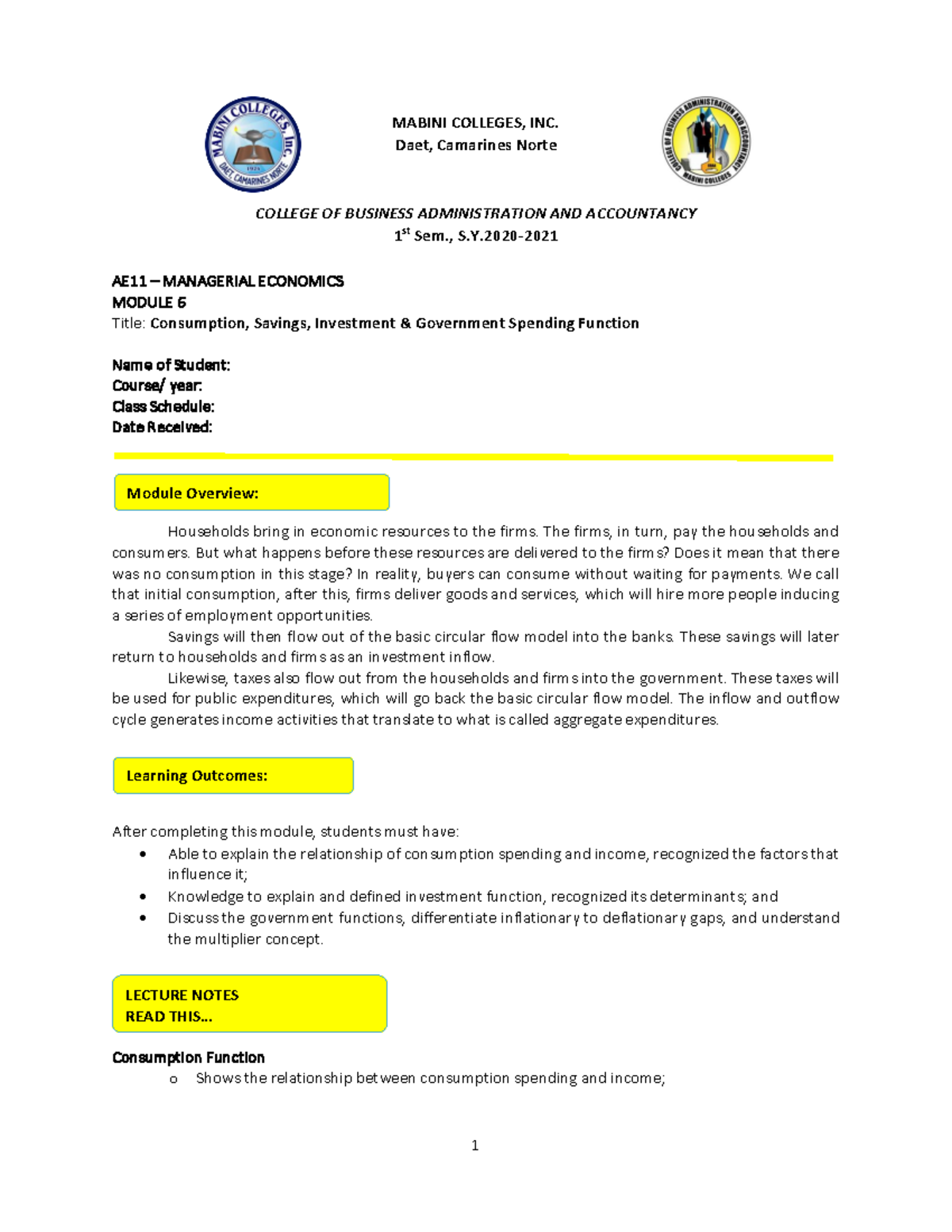 Module 6 Lecture Notes 3 Mabini Colleges Inc Daet Camarines Norte College Of Business