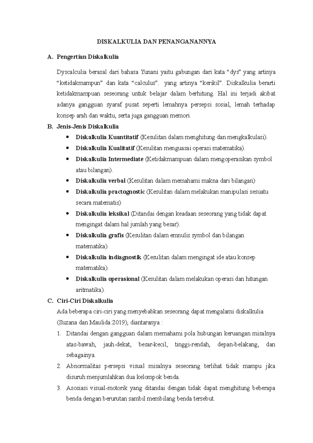 Diskalkulia dan Penanganannya - DISKALKULIA DAN PENANGANANNYA A ...