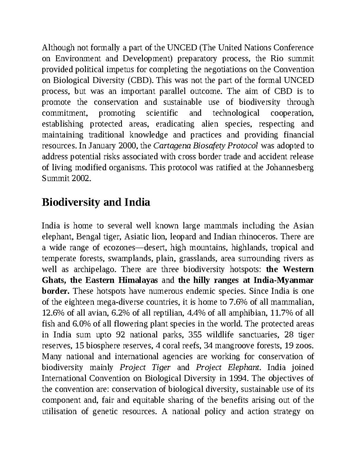 General science for UPSC-12 - Although not formally a part of the UNCED ...
