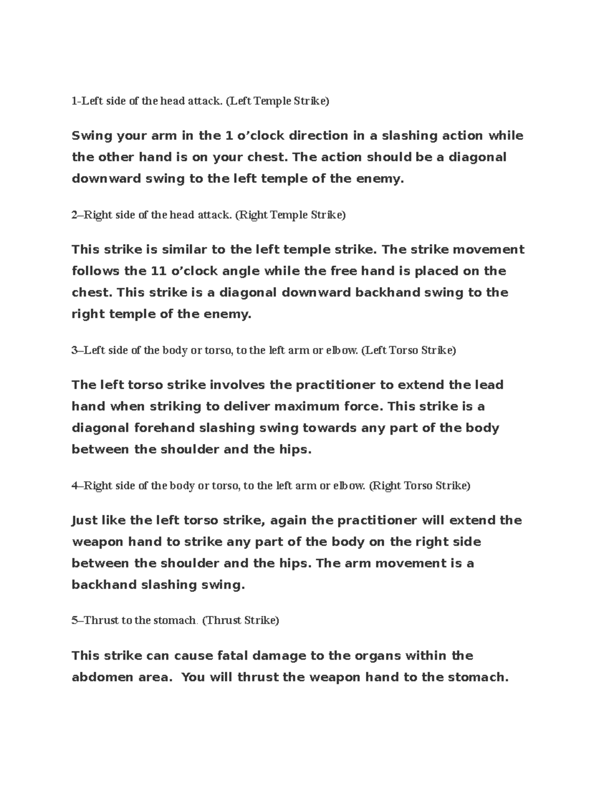 Arnis - 1-Left side of the head attack. (Left Temple Strike) Swing your ...