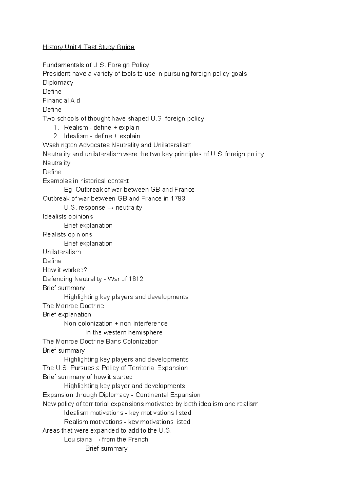 History Unit 4 Test Study Guide History Unit 4 Test Study Guide History Unit 4 Test Study Guide History Unit 4 Test Study Guide