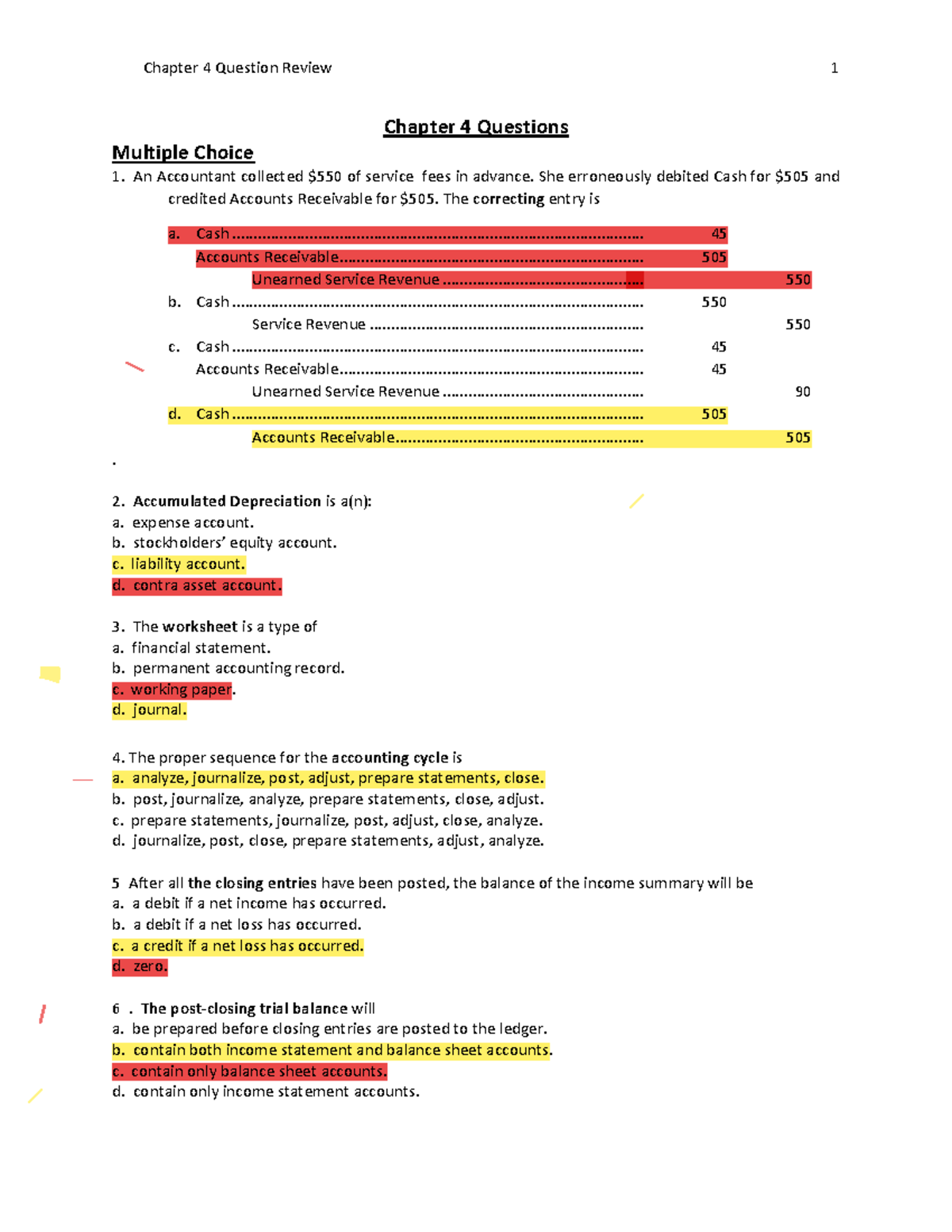 Chapter 4 Question Review 11th ed - Chapter 4 Questions Multiple Choice ...
