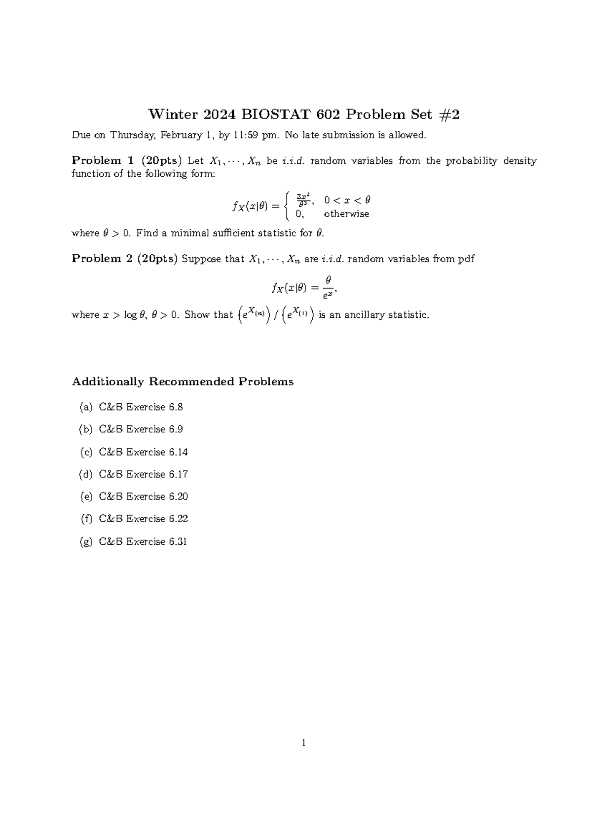 Bios602-wi24-hw02 - 651 - Winter 2024 BIOSTAT 602 Problem Set Due on Thursday, February 1, by 11 ...