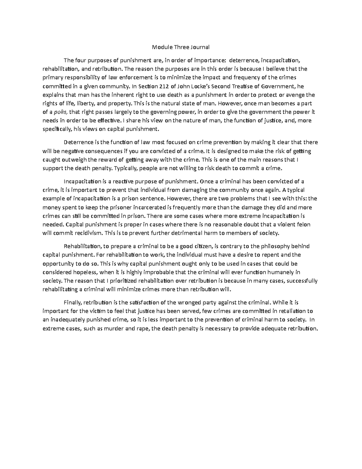 Module Three Journal - Grade: A - Module Three Journal The four ...