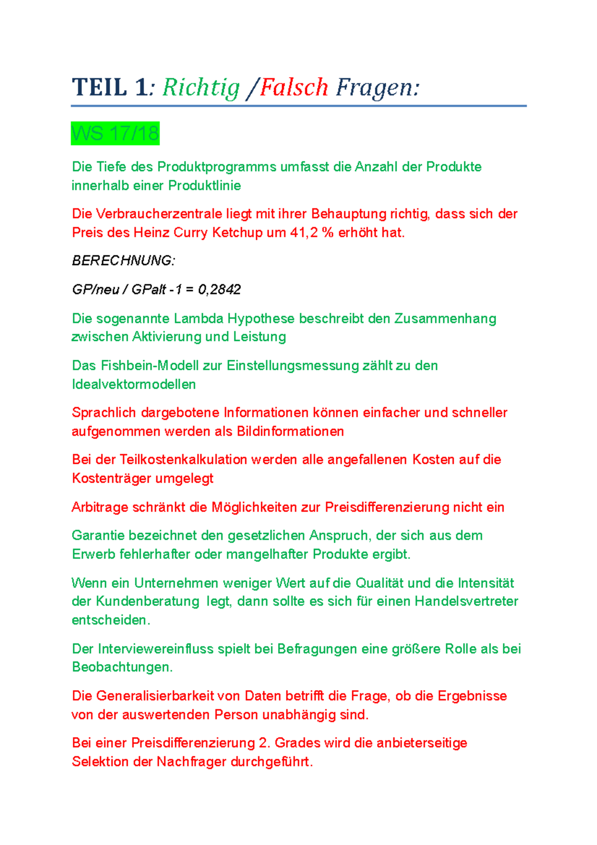 AUFG1 WS17bis SS 19 - Dieses Dokument ist eine Mitschrift zu dem Fach Grundlagen des Marketing ...