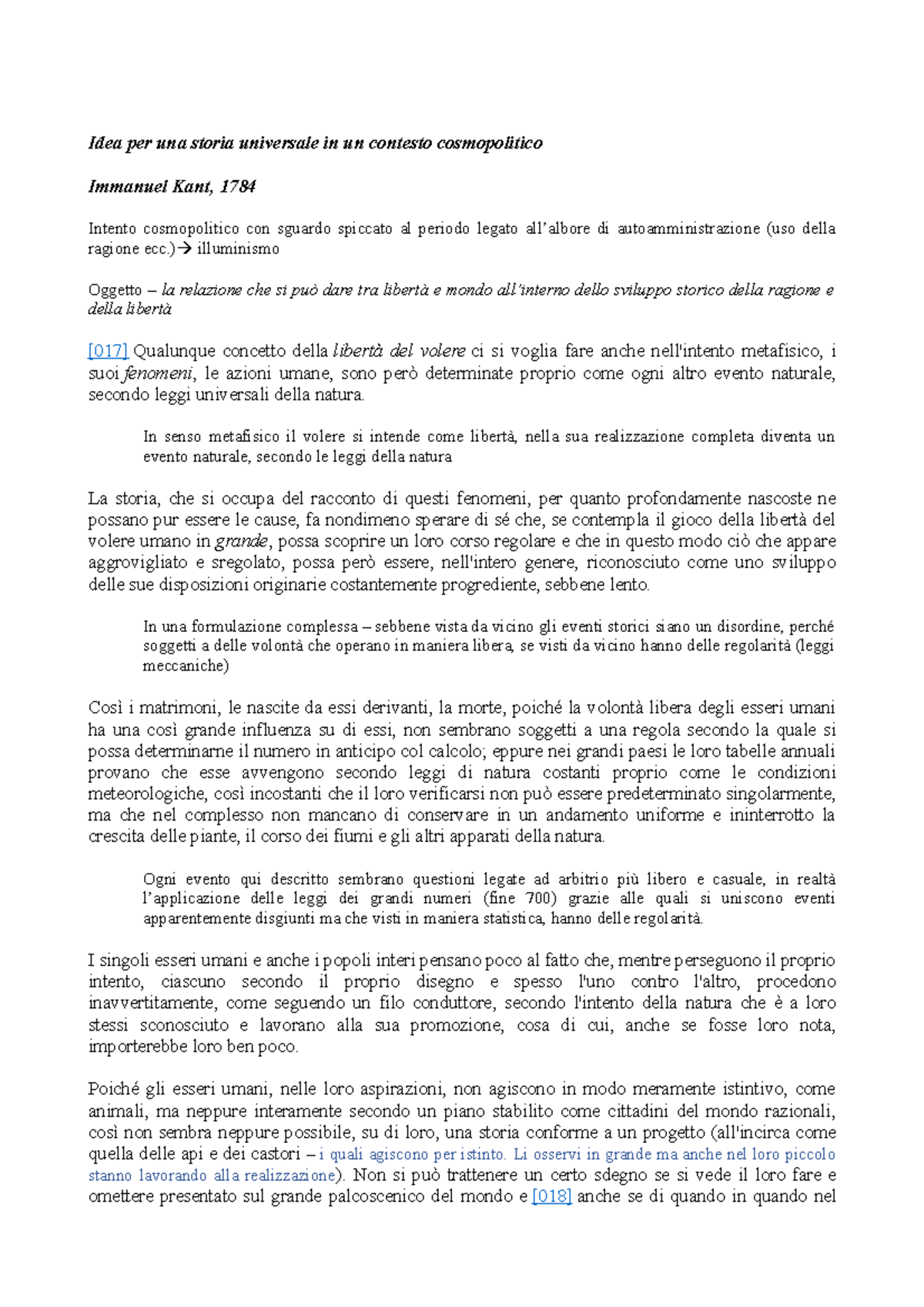 Kant 2 - Filosofia - Idea per una storia universale in un contesto ...