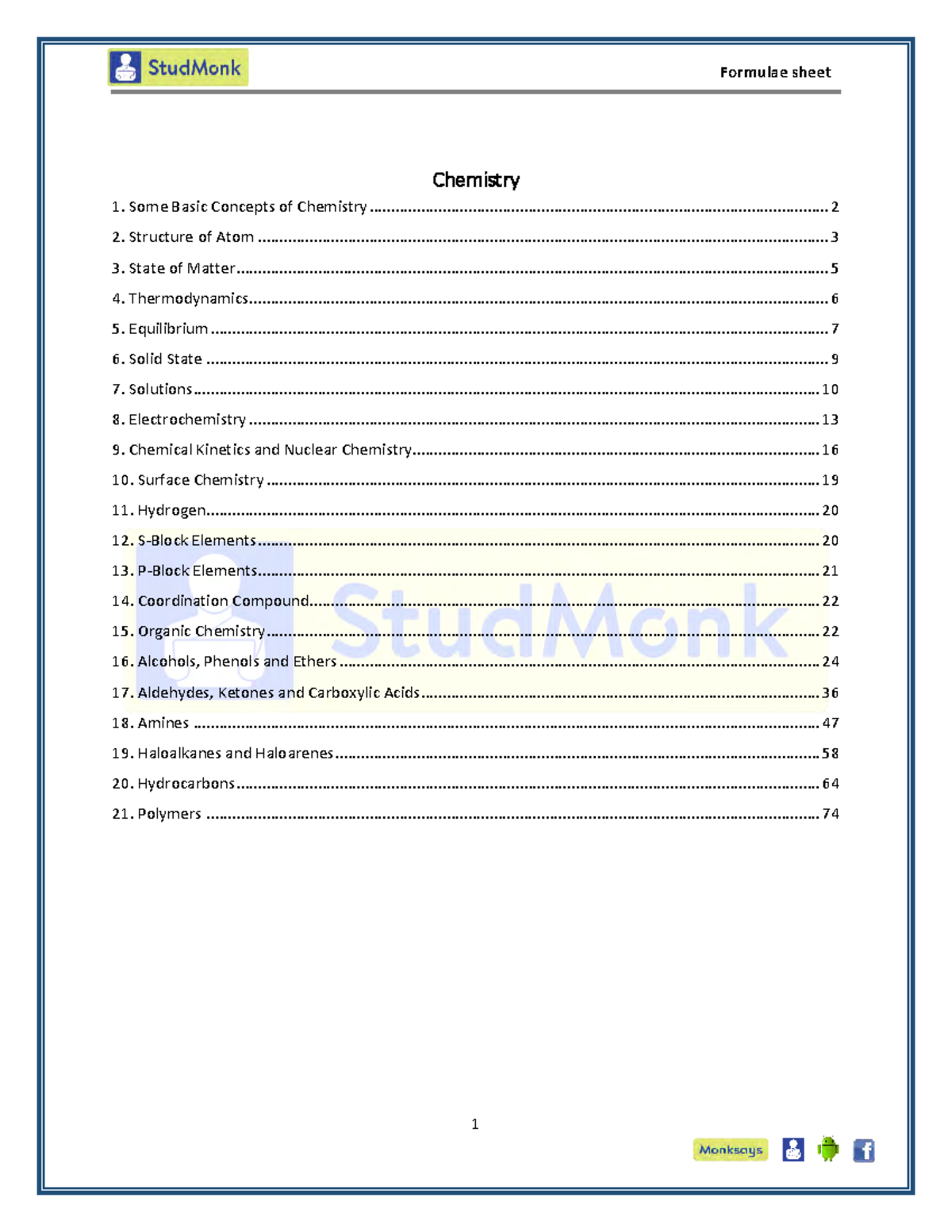 Chemistry Study NOTE Revision export - Chemistry Some Basic Concepts of ...