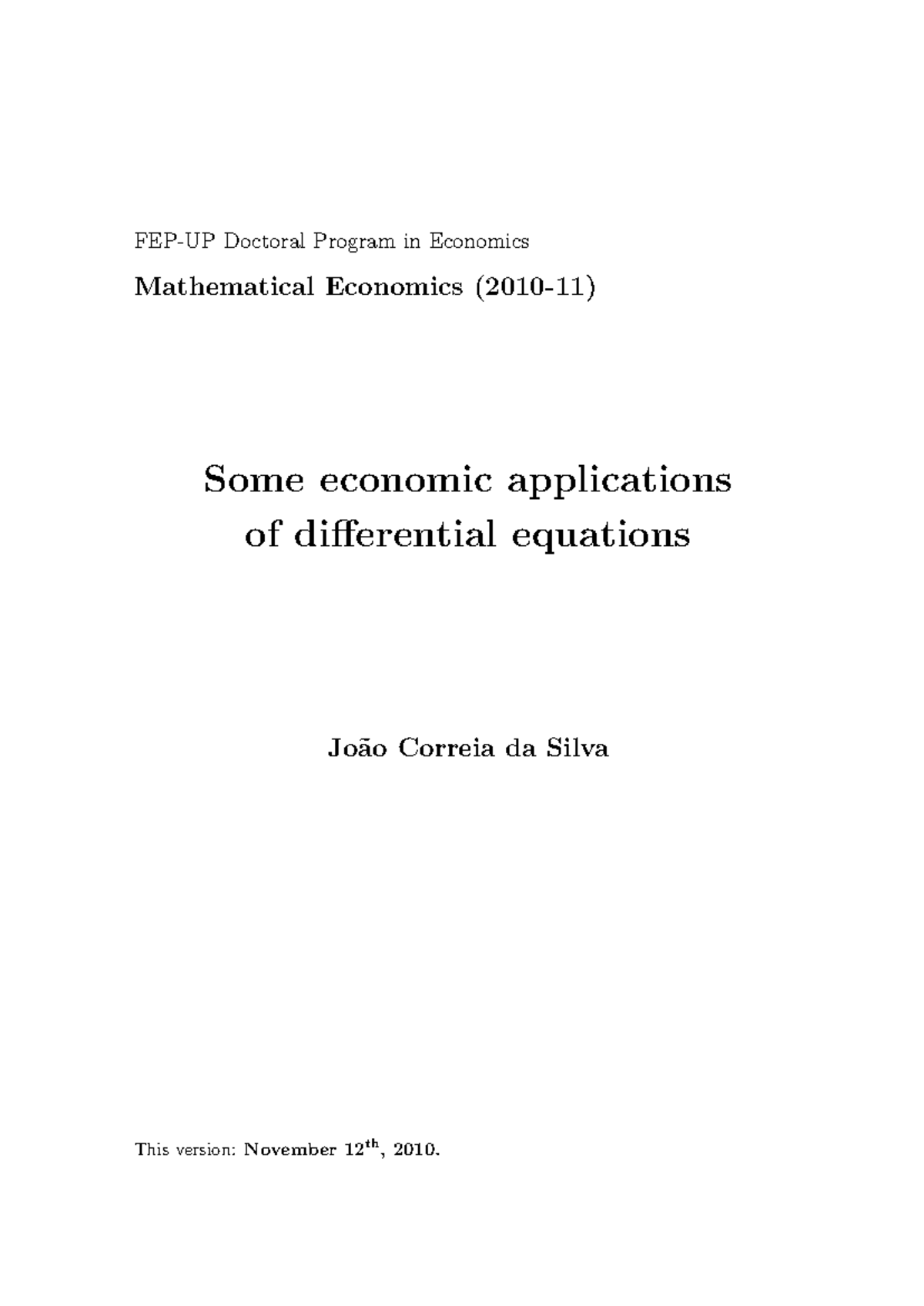 Econdiffeqs - FEP-UP Doctoral Program in Economics Mathematical ...