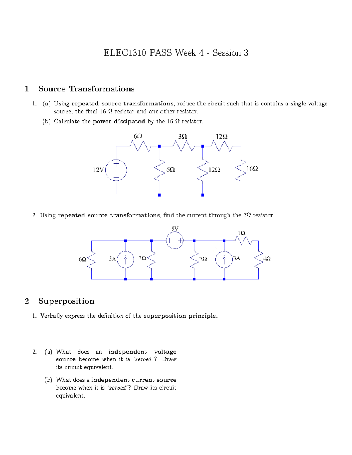 ELEC1310 PASS3 - Week 3 content - ELEC1310 PASS Week 4 - Session 3 1 Source Transformations (a ...