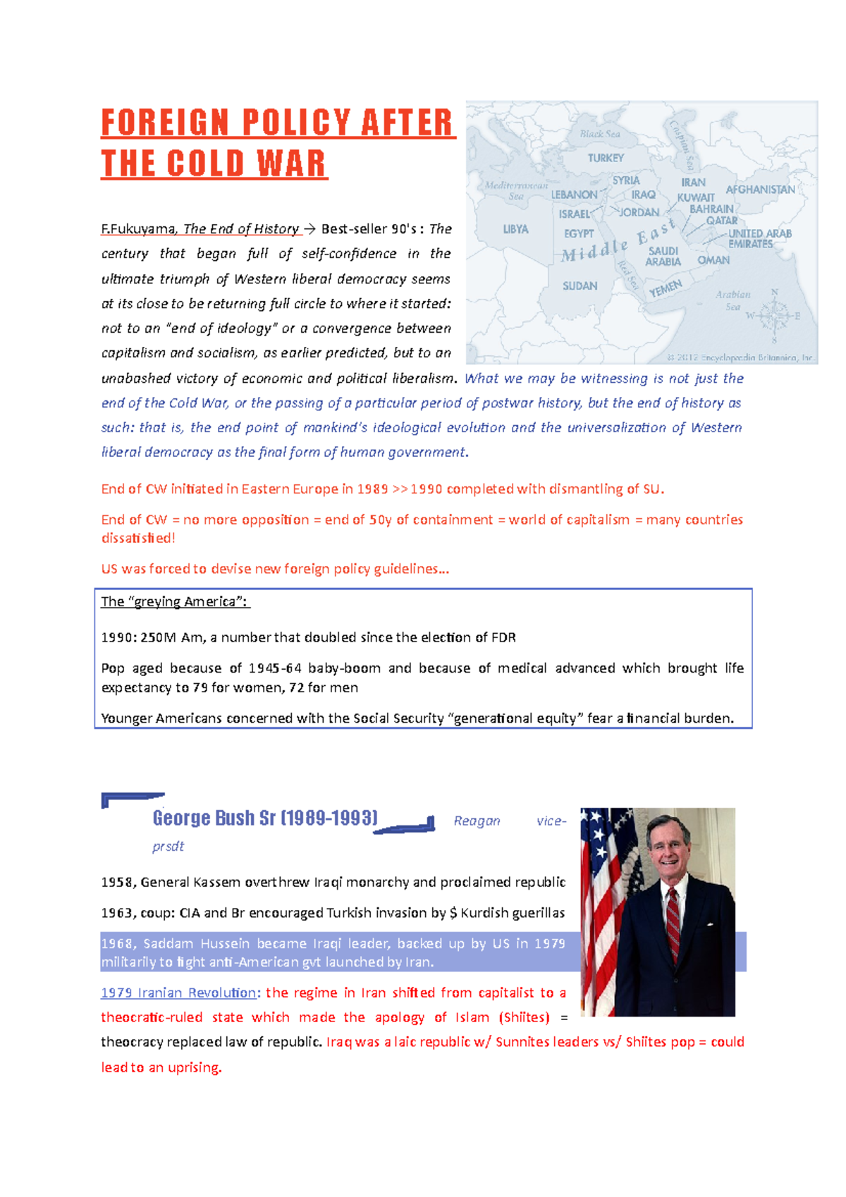 20th century America - FOREIGN POLICY AFTER THE COLD WAR F , The End of ...