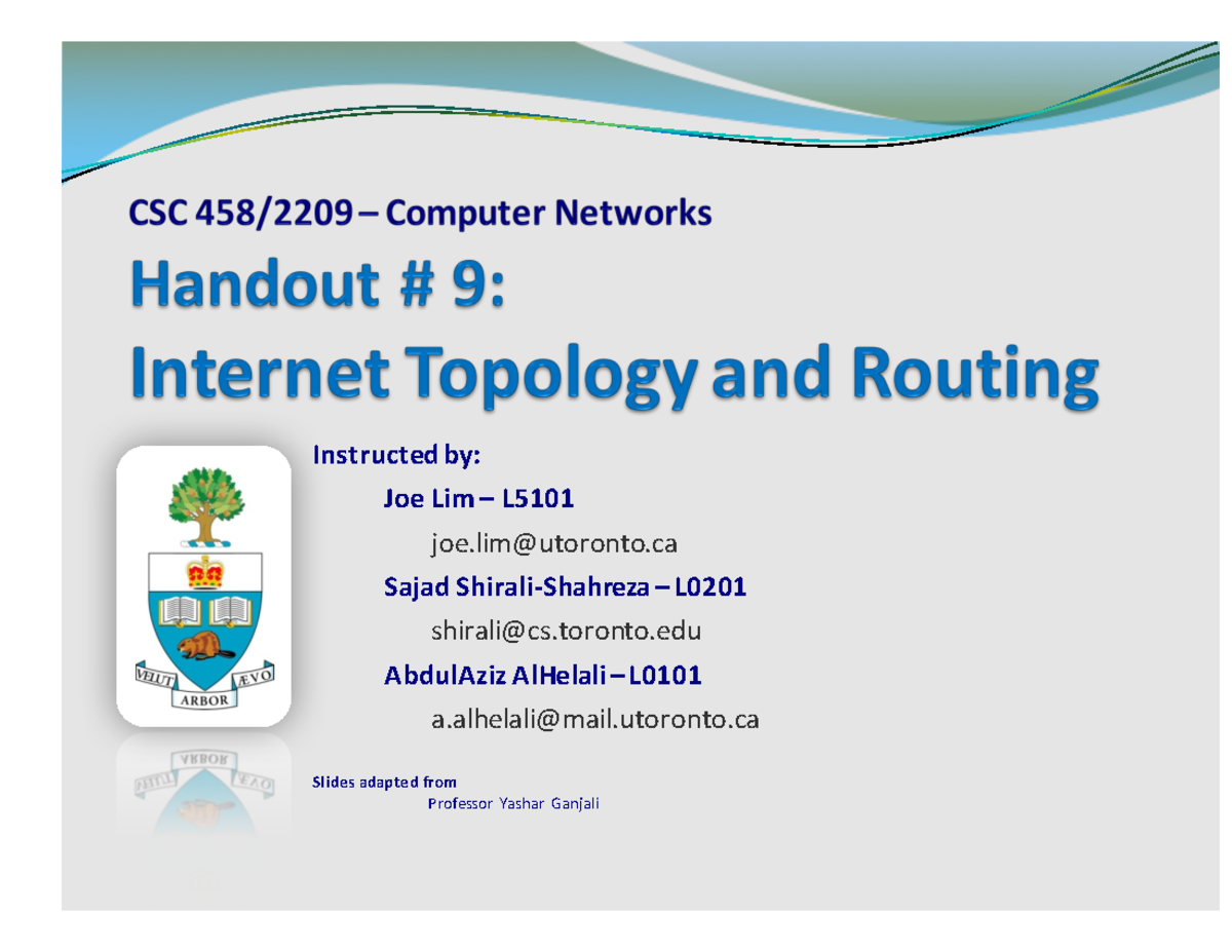 H09-CSC458 - H09 - Instructed by: Joe Lim – L joe@utoronto Sajad ...