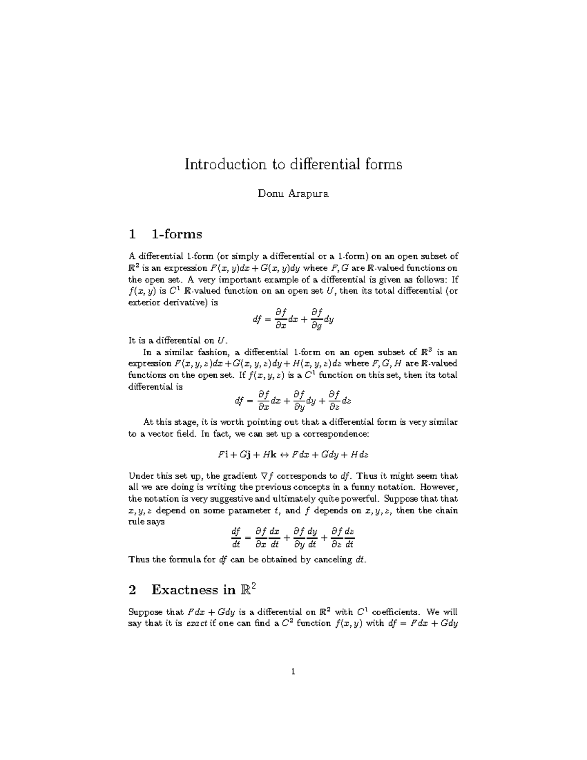 Arapura - Introduction to differential forms - 2000 - Introduction to differential forms Donu ...