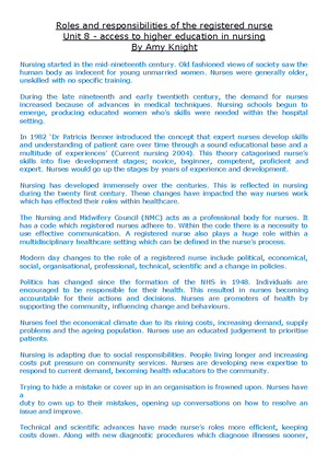 Unit 8 notes and slides - THE ROLES AND RESPONSIBILITIES OF THE ...