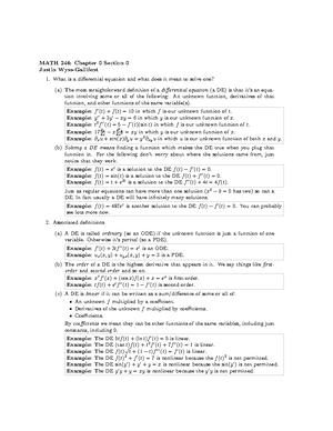 Math Discussion 3 - Hanson - Q: Write a DE for s(t), g salt in tank at ...