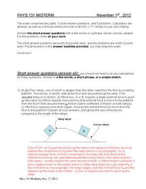 Formula Sheet - Phys 131 - Equations : Vi tat g 9 and W Fd cos 0 d c os dx Vx Vi cos 0 sin 0 ...