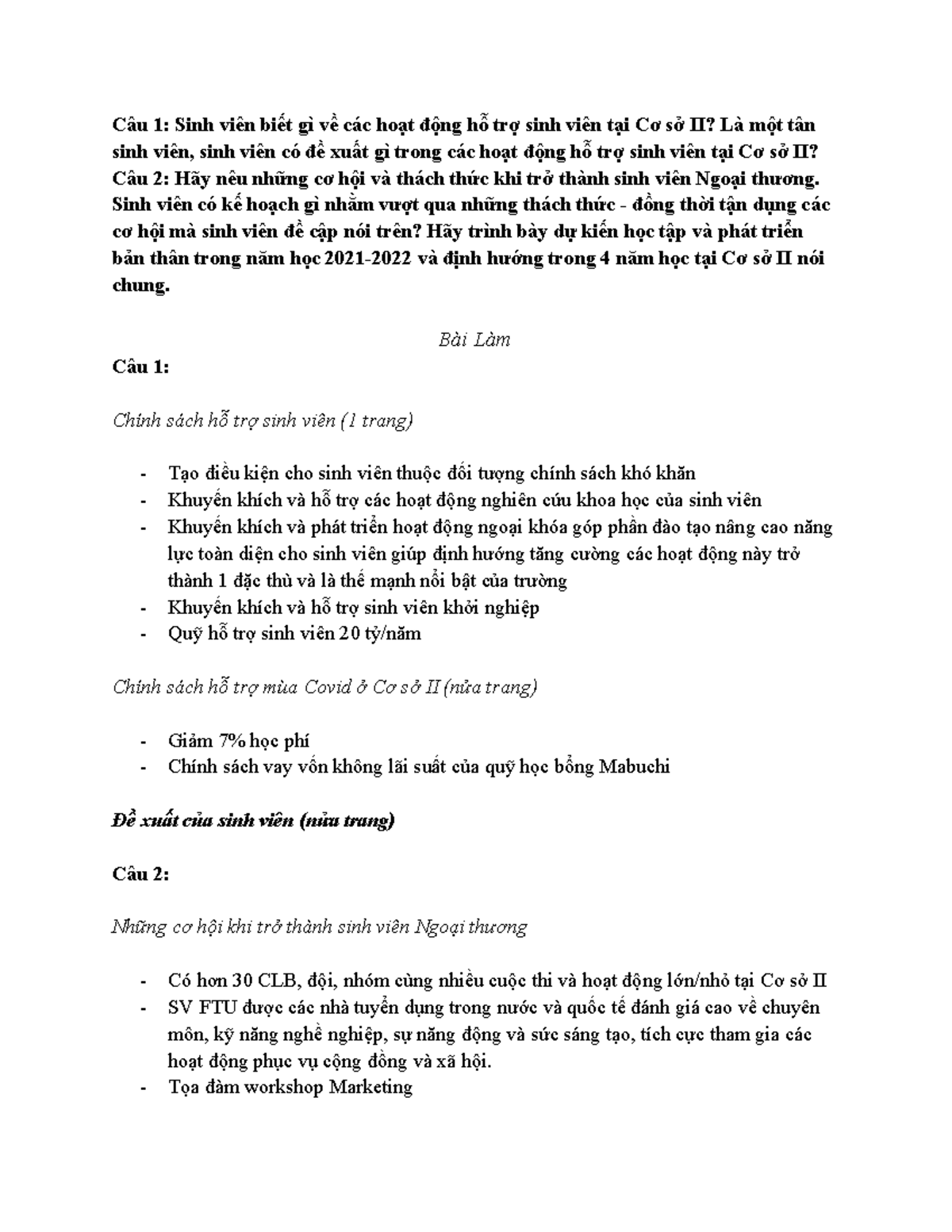 [SHCD] THU HOẠCH BAI SHCD 2024 - Câu 1: Sinh viên biết gì về các hoạt động hỗ trợ sinh viên tại ...
